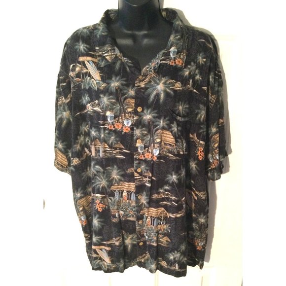 Merona | Shirts | Vintage Merona Island Hawaiian Shirt Black 2x Xxl ...